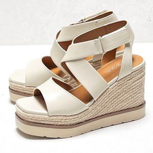 Shoes | New Women Beige Bone Strappy Espadrille Platform Wedge Sandals ...